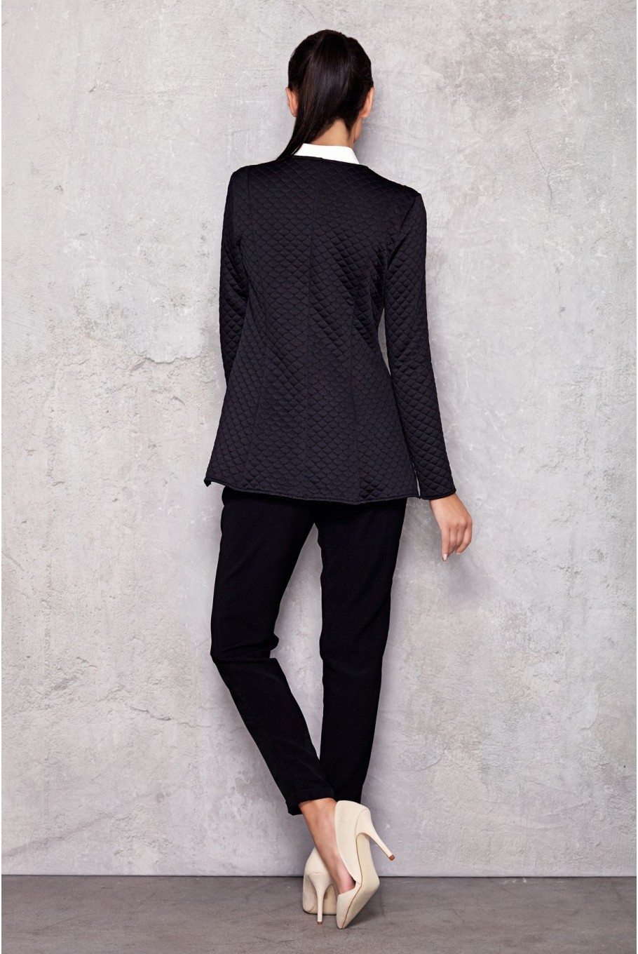 Sacou dama negru elegant modern asimetric Awama