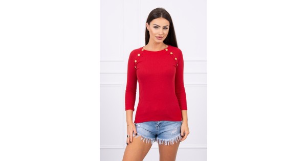 Bluza de dama maroon cu butoni decorativi
