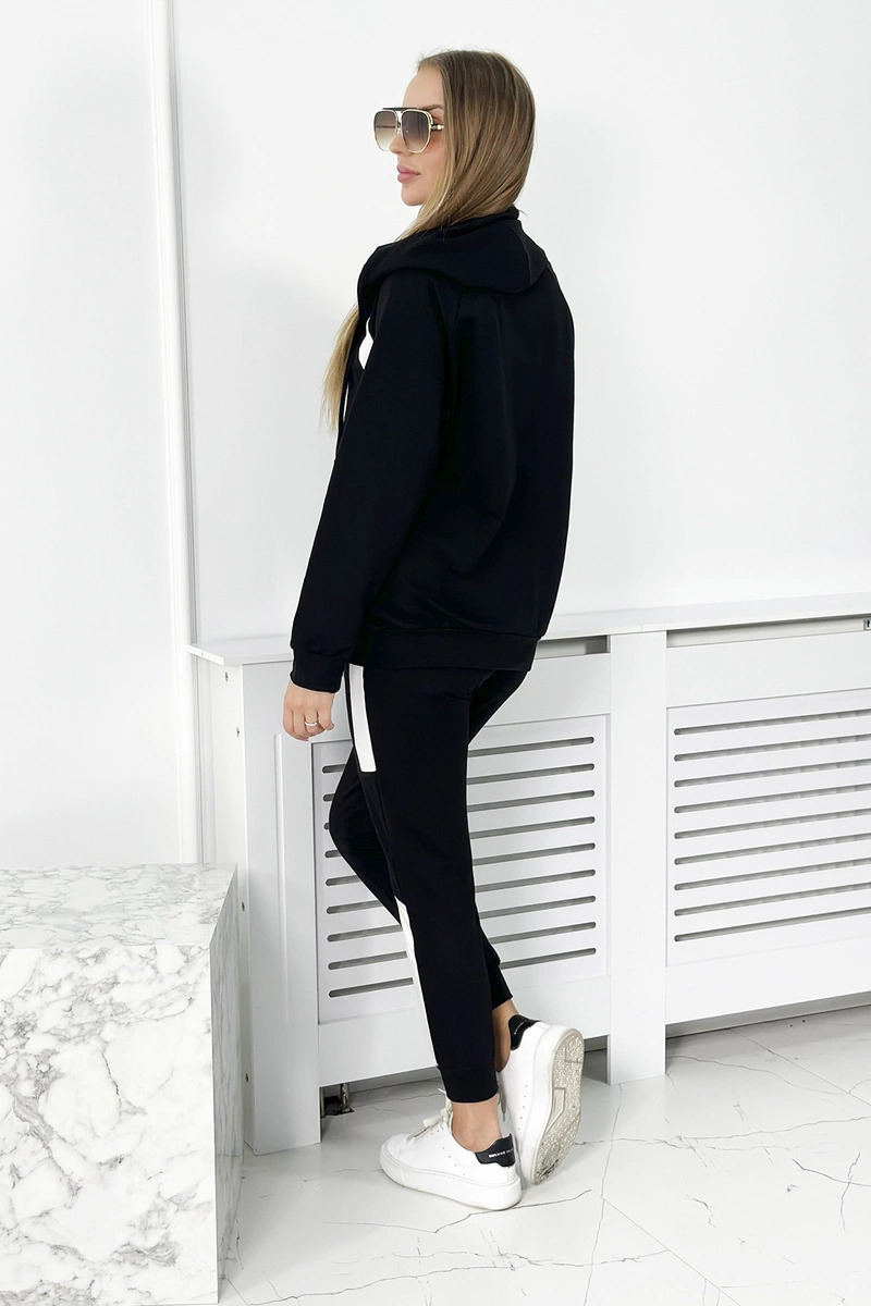 Set de trening dama sport in doua culori cu fermoar negru