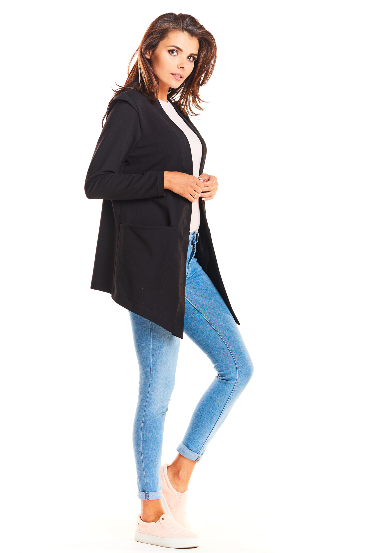 Sacou casual-sport negru cu colturi