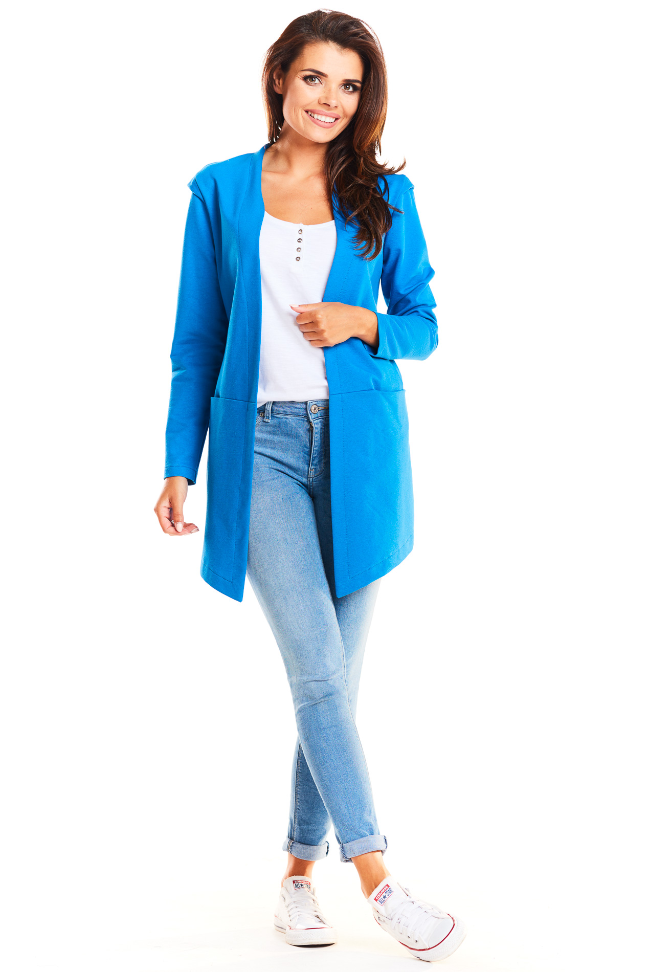 Sacou casual-sport albastru cu colturi