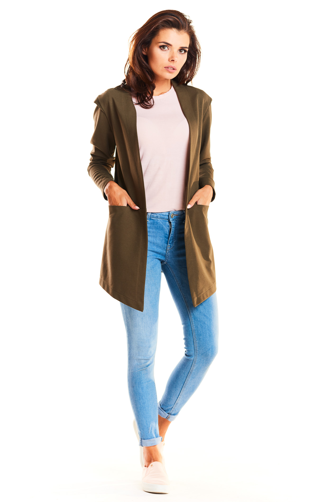 Sacou casual-sport kaki cu colturi