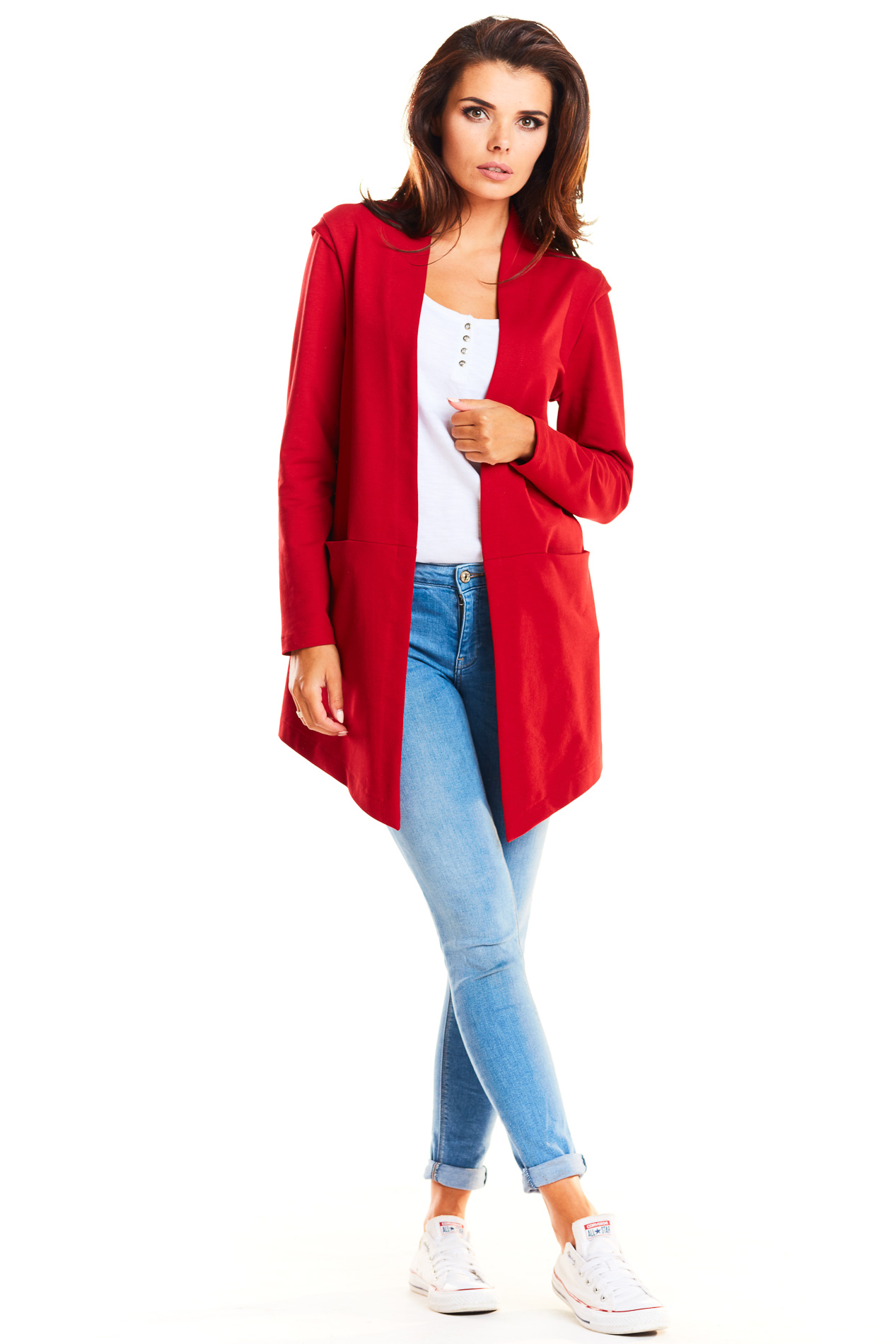Sacou casual-sport rosu cu colturi